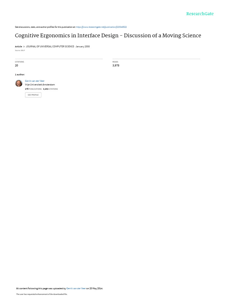 Cognitive Ergonomics in Interface Design - Discuss | PDF