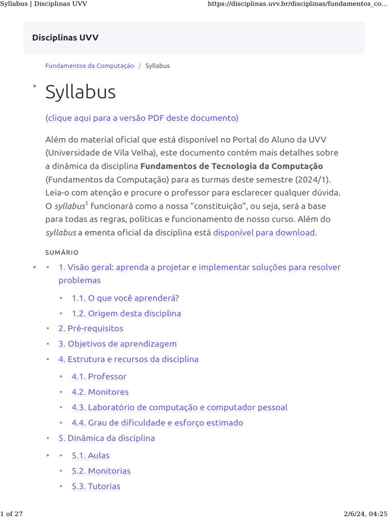Syllabus 2024 1 | PDF