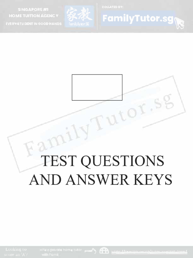 English: Test Questions and Answer Keys | PDF