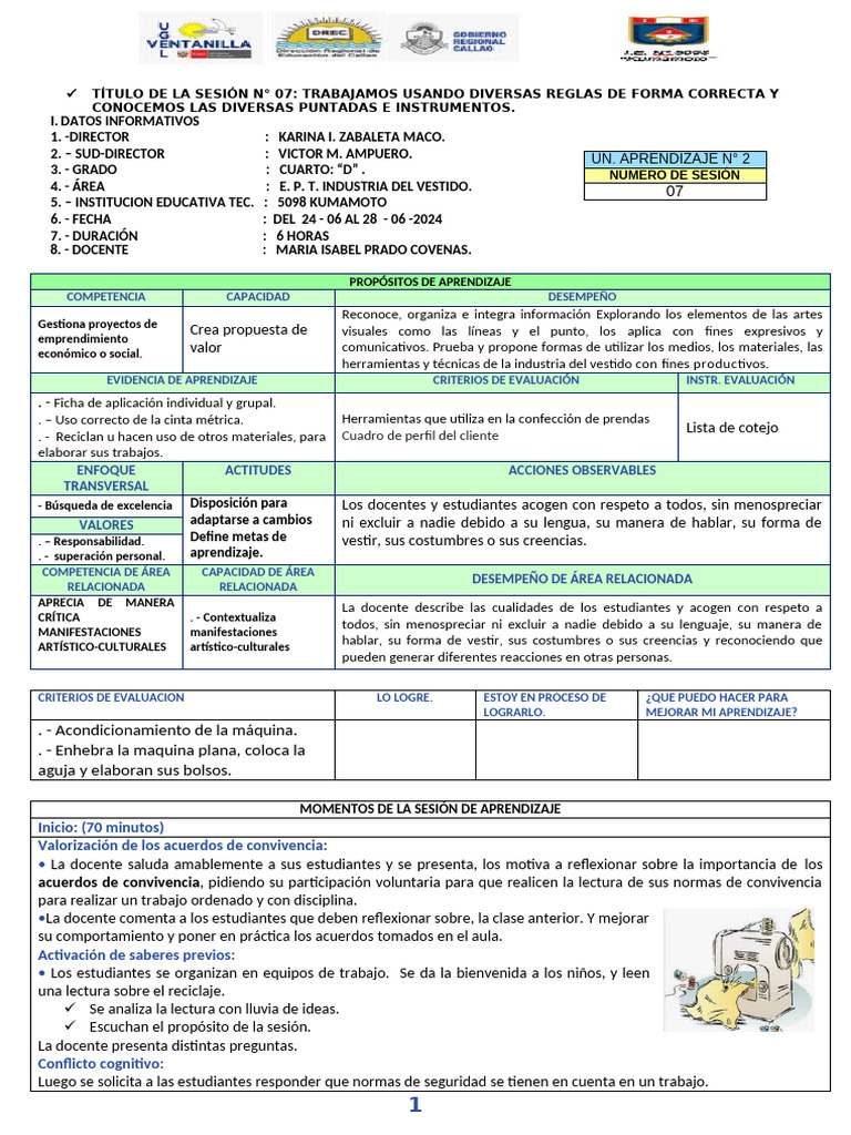 Sesion (7) Un (2) Grad.4to.d.24 - 06-Al 28-06 - 2024 Isabel. P. | PDF
