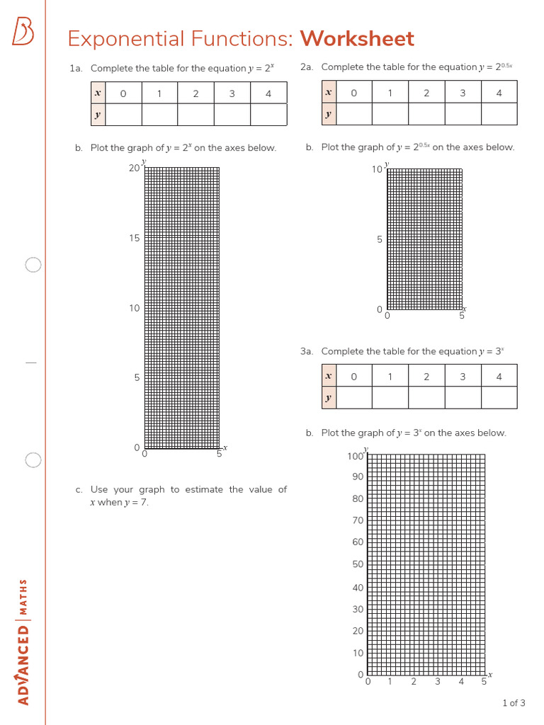 Worksheet Questions - Exponential Functions | PDF