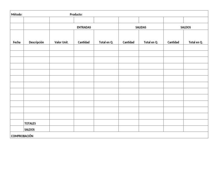 Formato para Metodo Ueps J Peps y Costo Promedio-1 | PDF