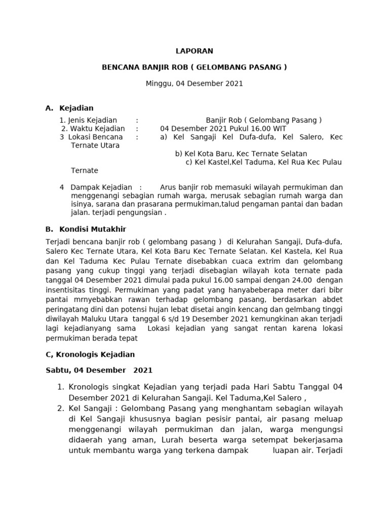 Laporan Banjir Rob Des 2021 | PDF