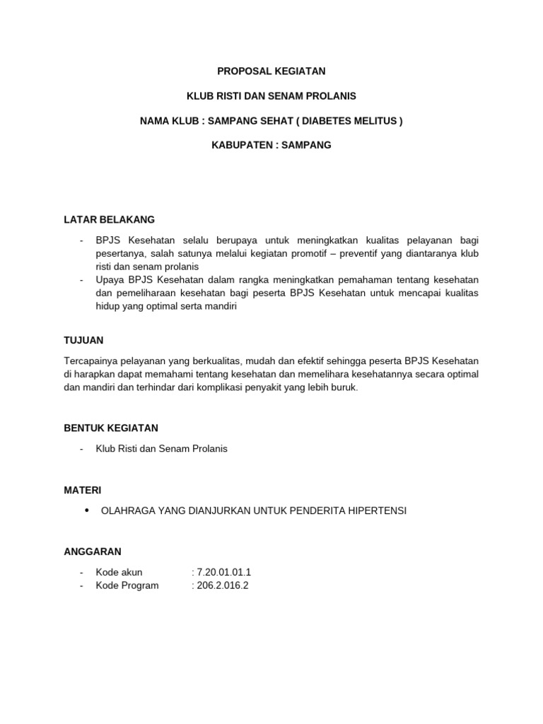 Proposal Dan Notulen Kegiatan Prolanis | PDF