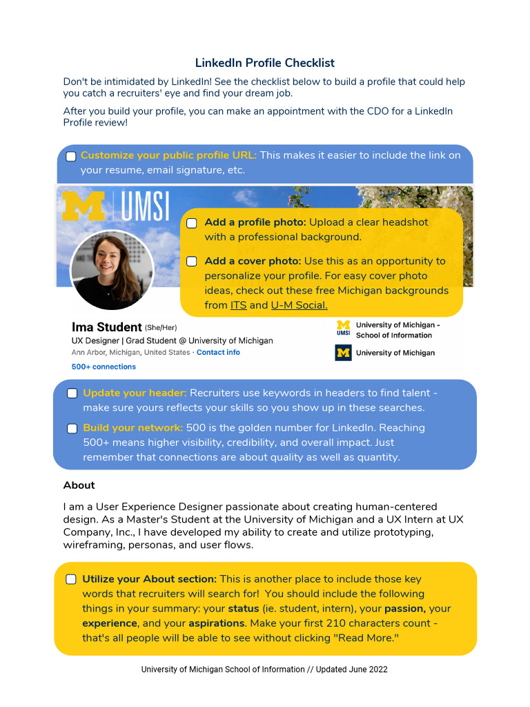 LinkedIn Profile Checklist | PDF