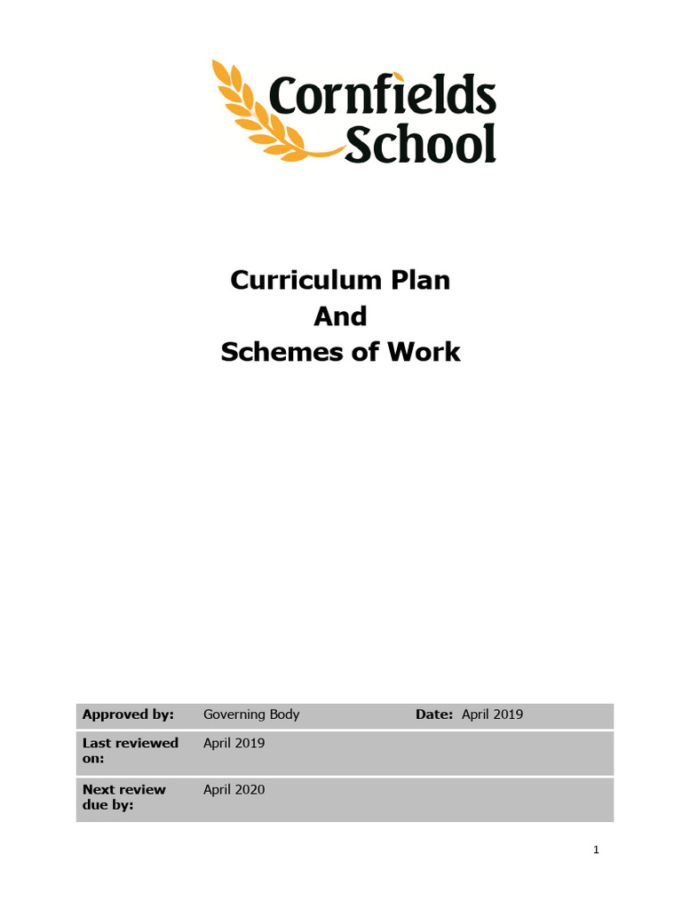 Curriculum Policy and Schemes of Work - 1.1 | PDF