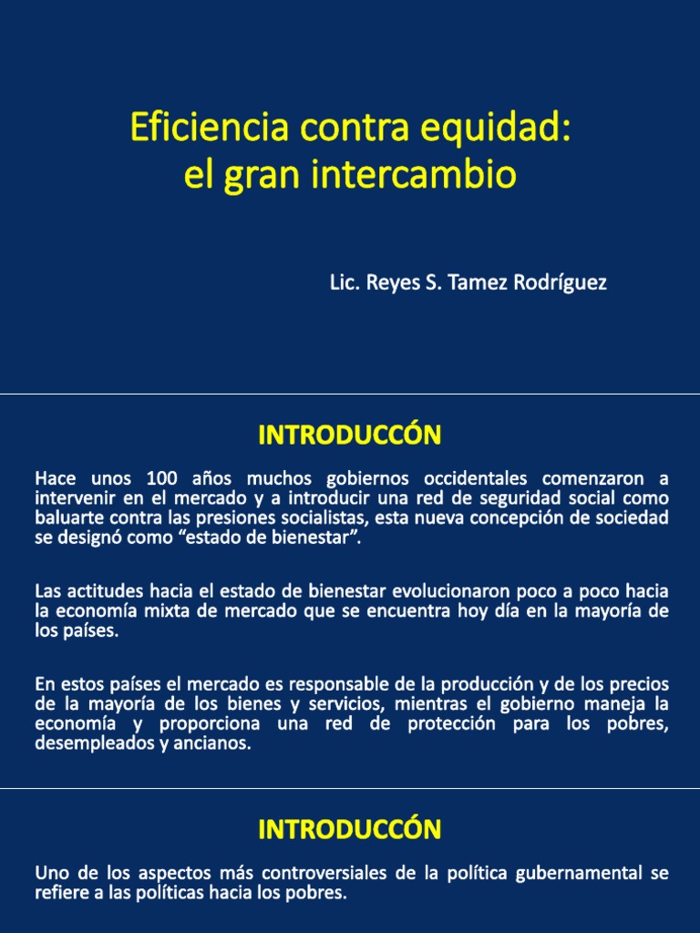 El Gran Intercambio Social Eficiencia y Equidad. | PDF
