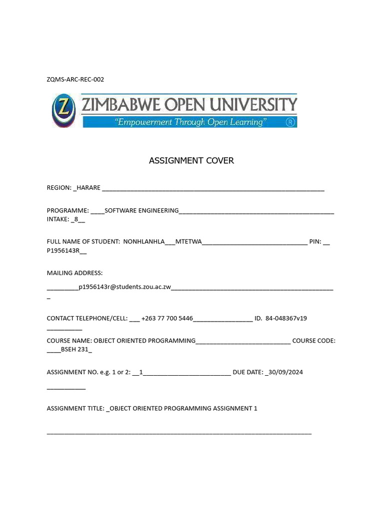 Opp Nono Assignment 1 | PDF Opp Nono Assignment 1 | PDF
