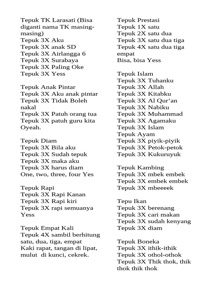 Macam2 Tepuk Pramuka | PDF