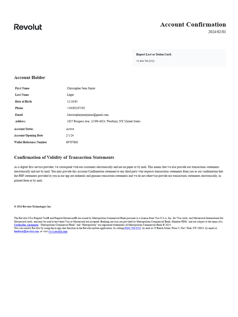 Account Confirmation | PDF