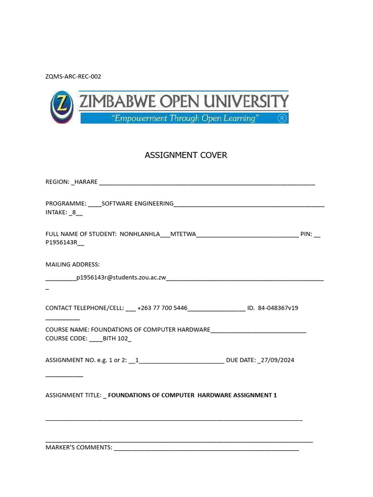 Hardware Assignment 1 2024 | PDF