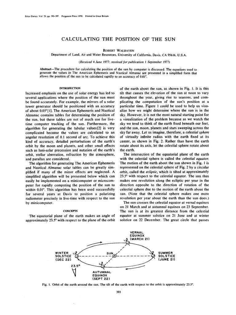 Calculating The Position of The Sun | PDF