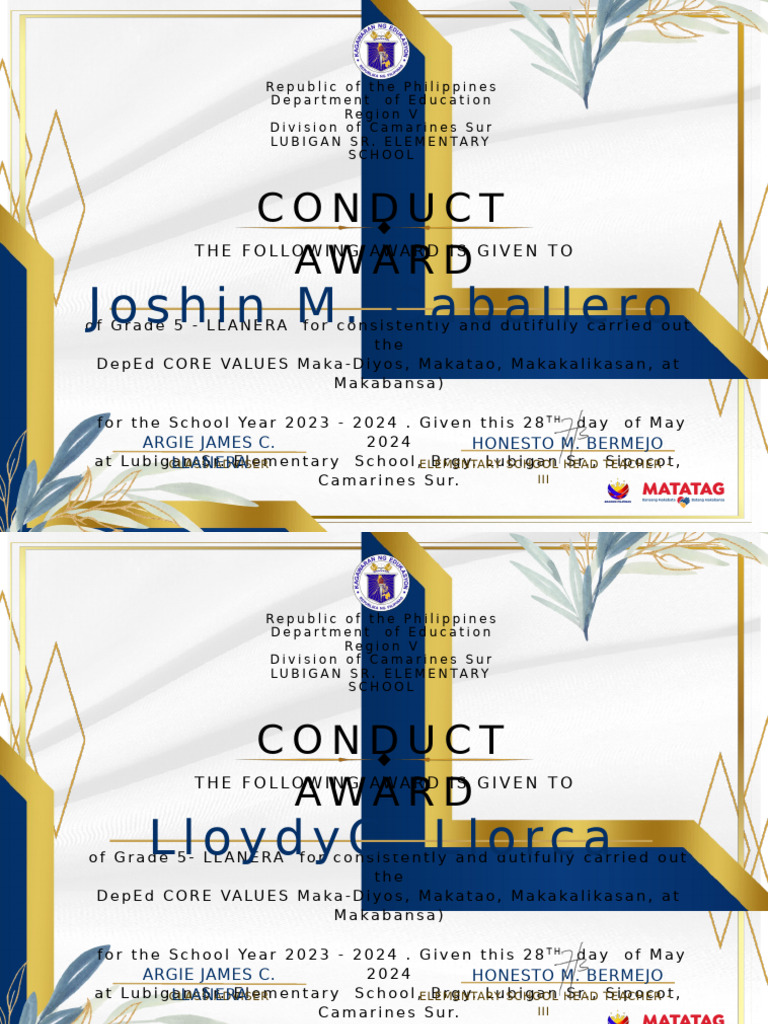 GRADE 4 Conduct Awards | PDF