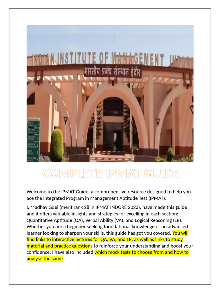 Complete IPMAT Guide | PDF
