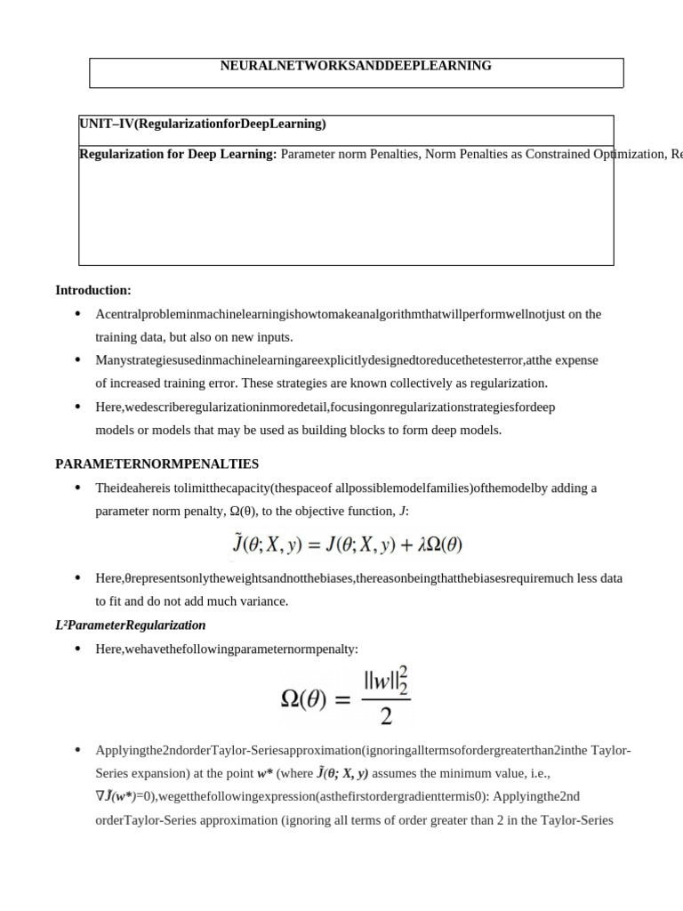 NN-DL Unit-IV Regularization For Deep Learning | PDF