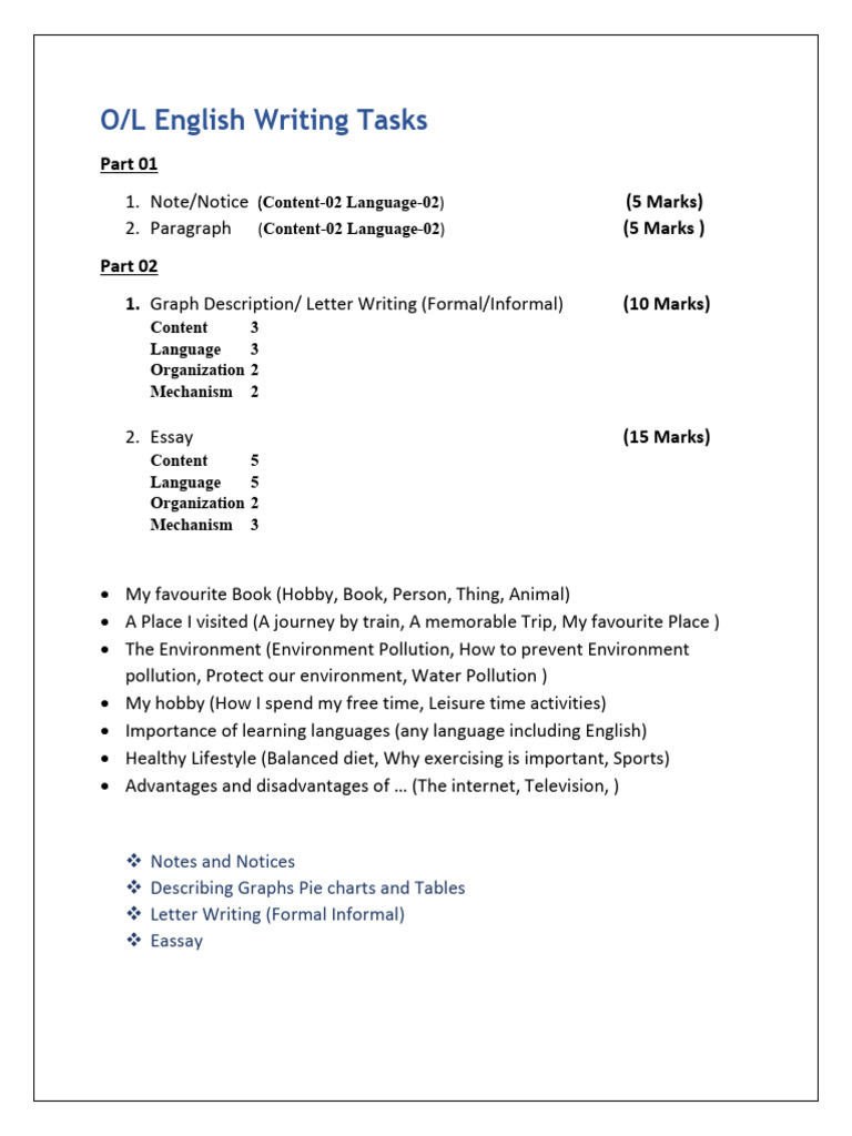 Ol English Writing | PDF