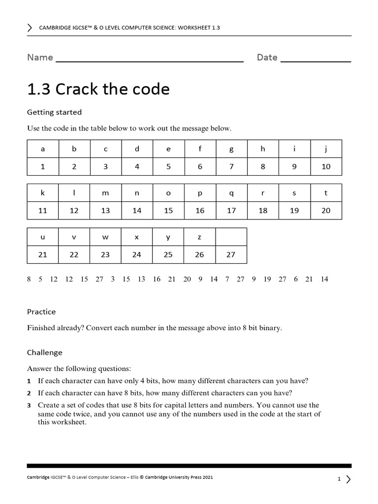 Igcse Compsci 2ed TR Worksheet 1.3 | PDF