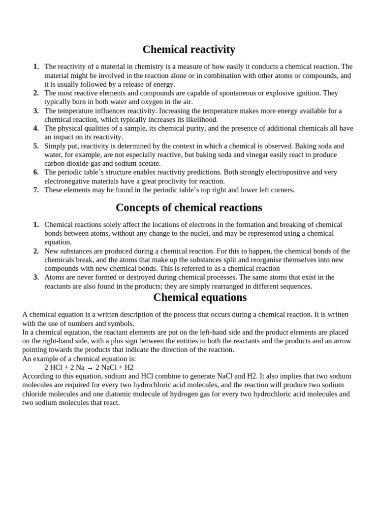 Chemical Reactivity | PDF
