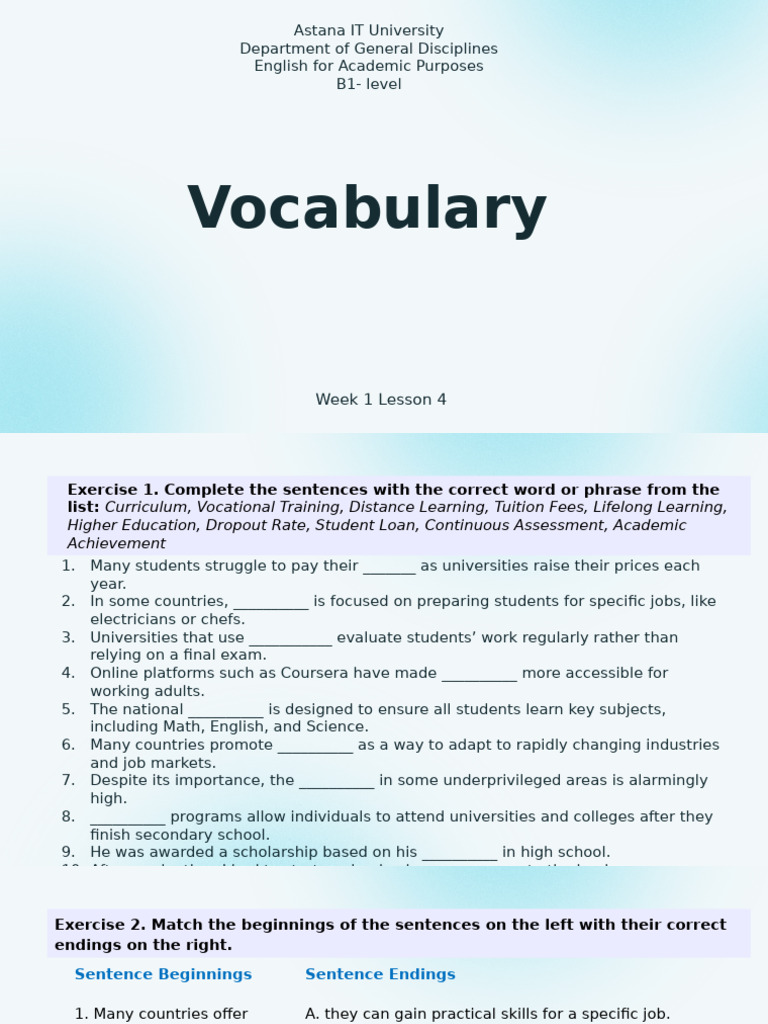 Week 1 Lesson 4 Vocab | PDF