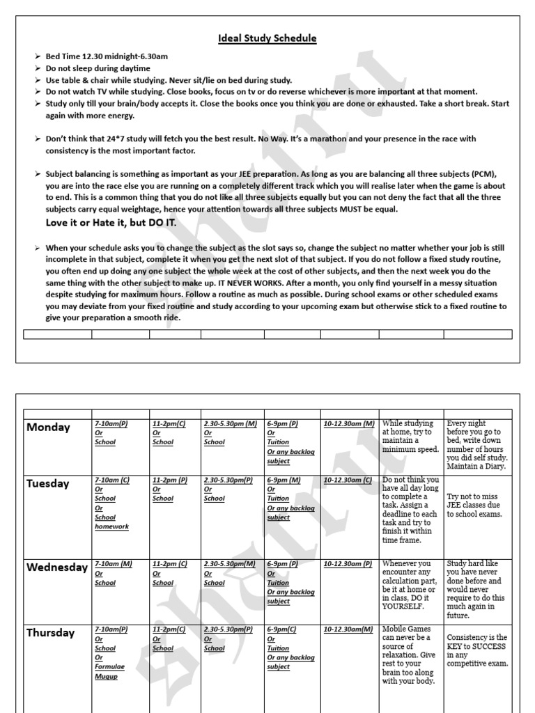 Ideal Study Routine | PDF