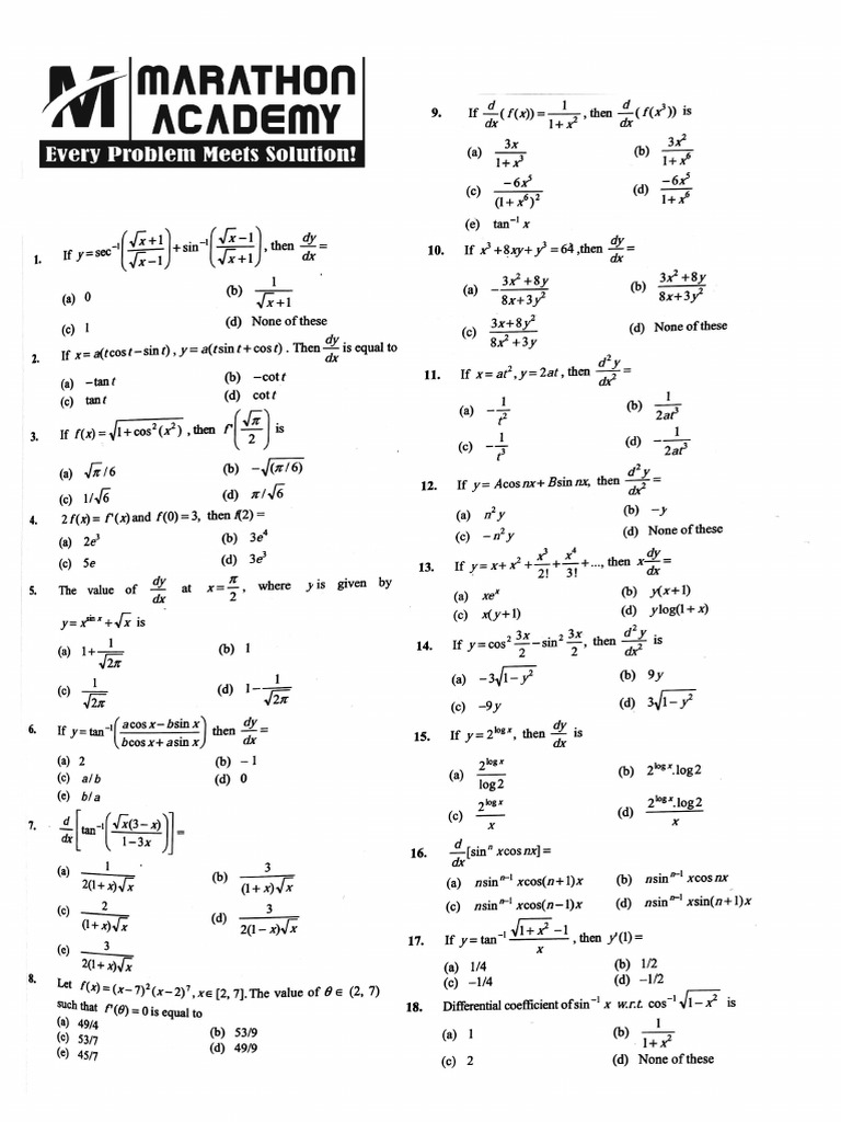 Differentiation Sheet 2 | PDF