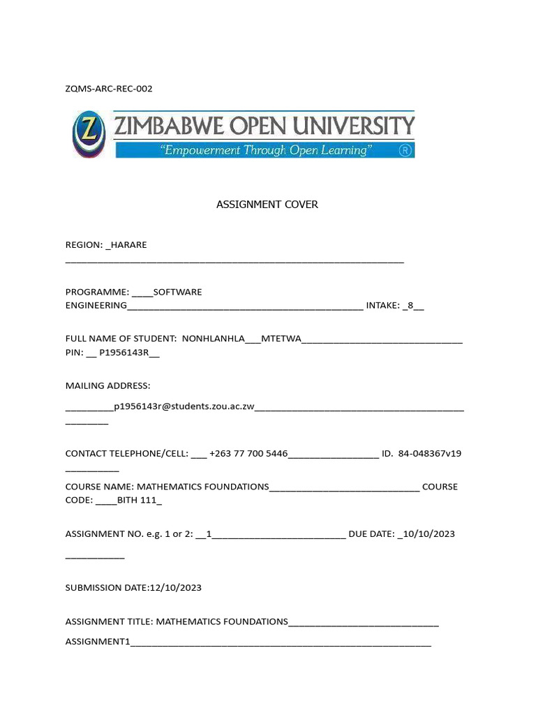 Maths Foundations Assignment 1 | PDF | Computers