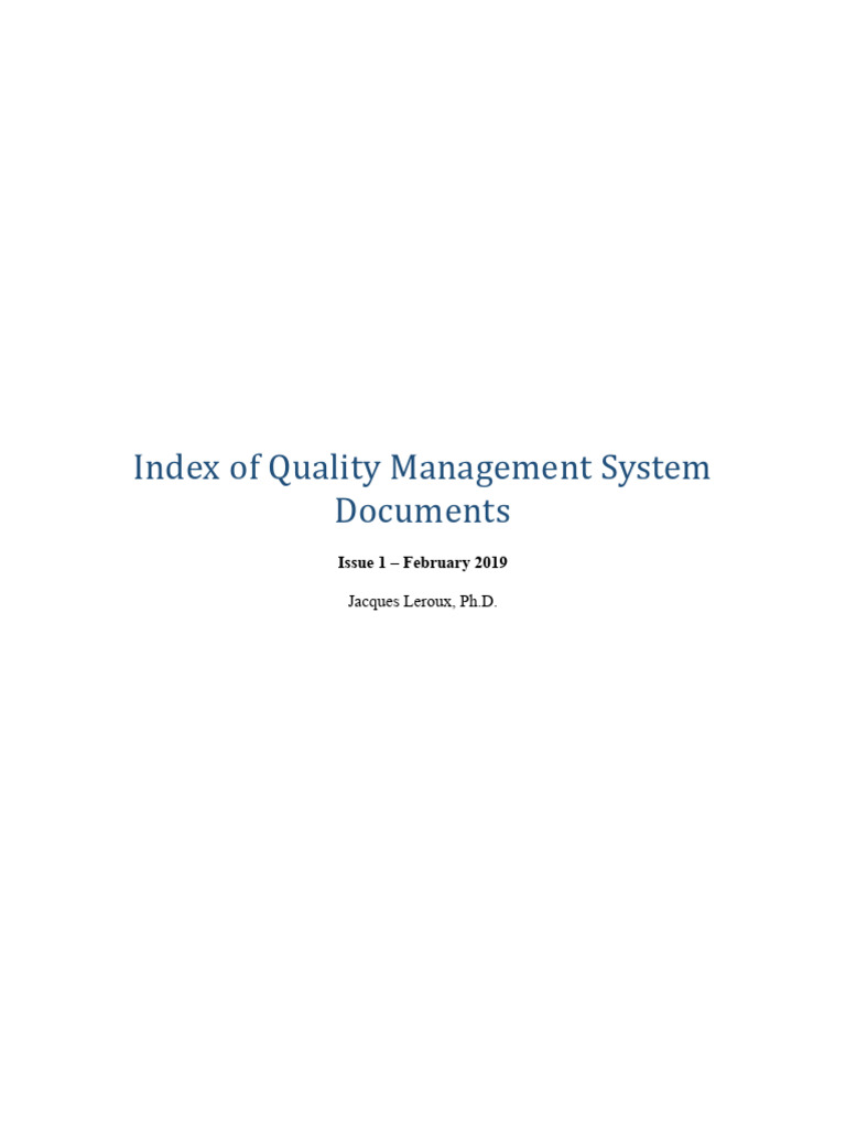 Quality Management System Index 2019 | PDF | Audit | Computers