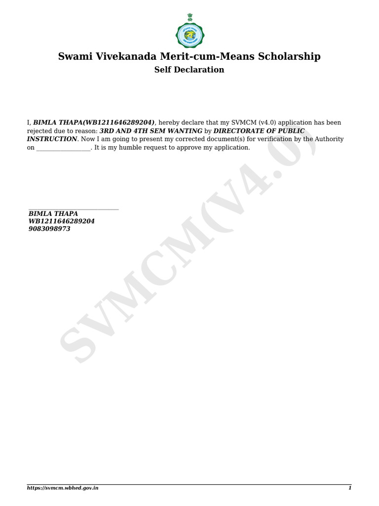 Self Declaration | PDF