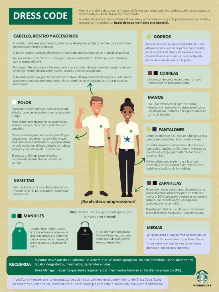 Lineamiento Dress Code Starbucks - 240629 - 080947 | PDF