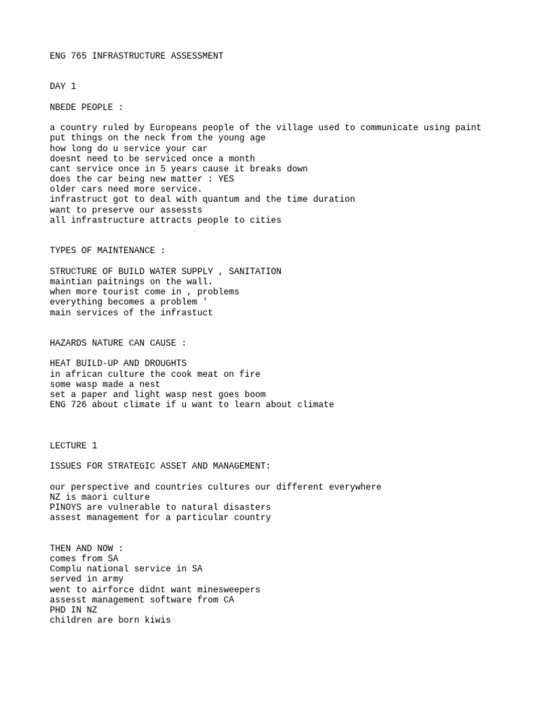 Eng 765 Infrastructure Assessment | PDF