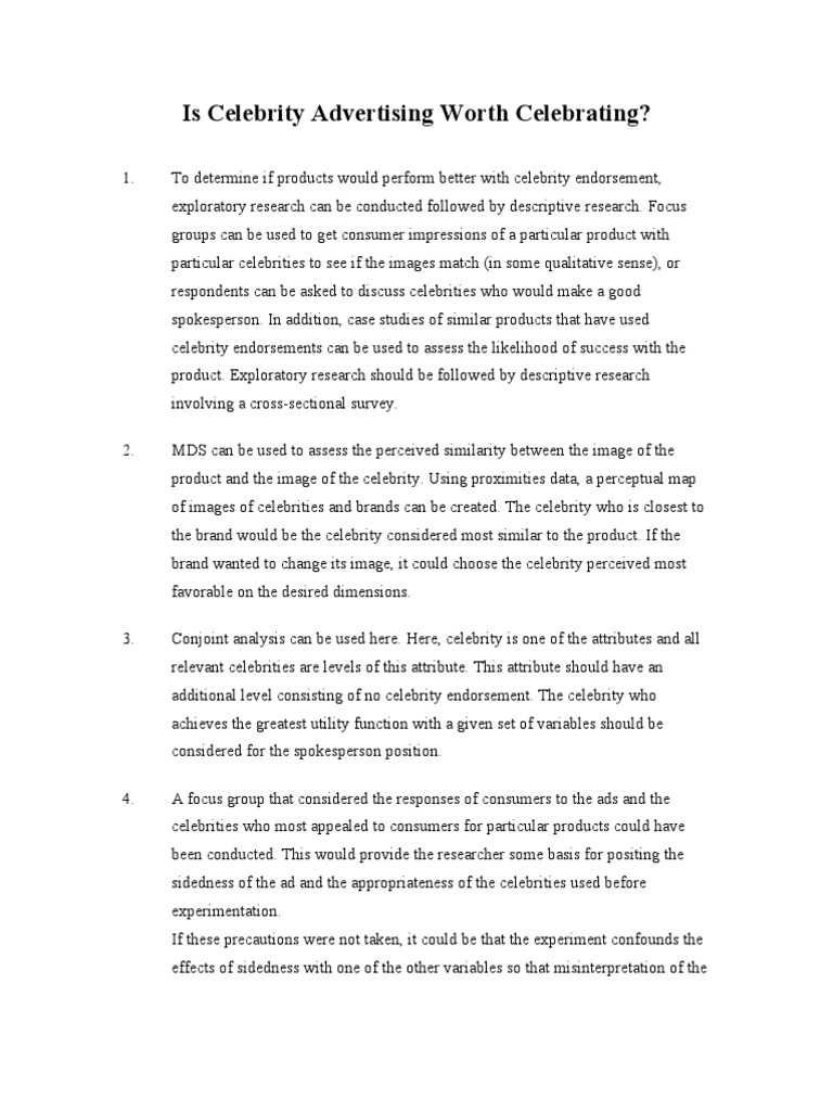 Case Study: Is Celebrity Advertisement Worth Celebrating | PDF ...
