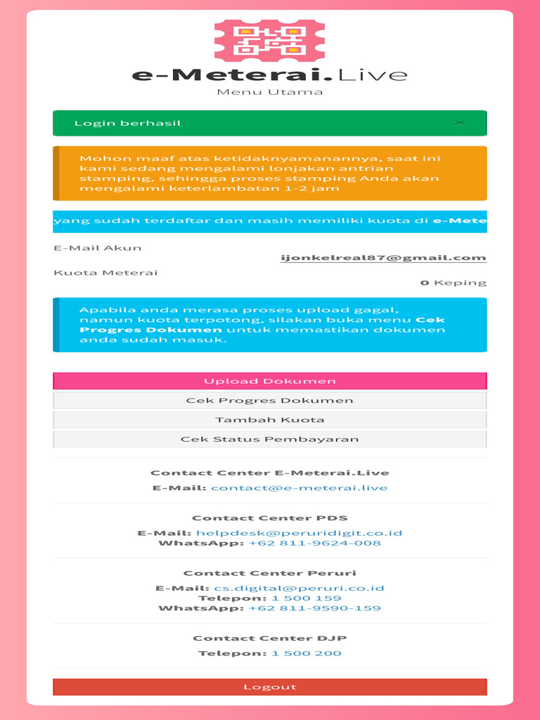 E-Meterai - Live Menu Utama | PDF