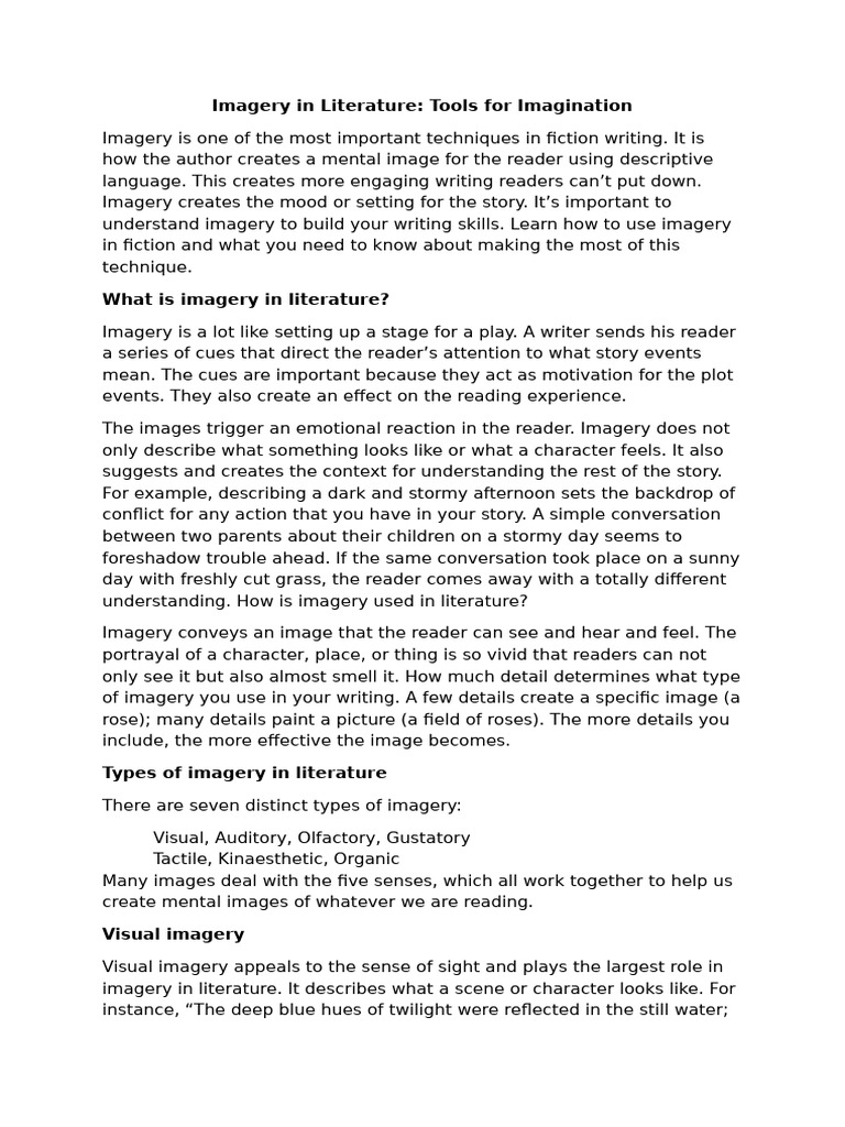 Imagery in Literature | PDF