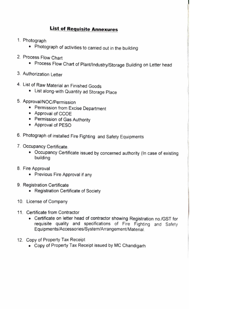 Checklist For Chandigarh Fire NOC | PDF