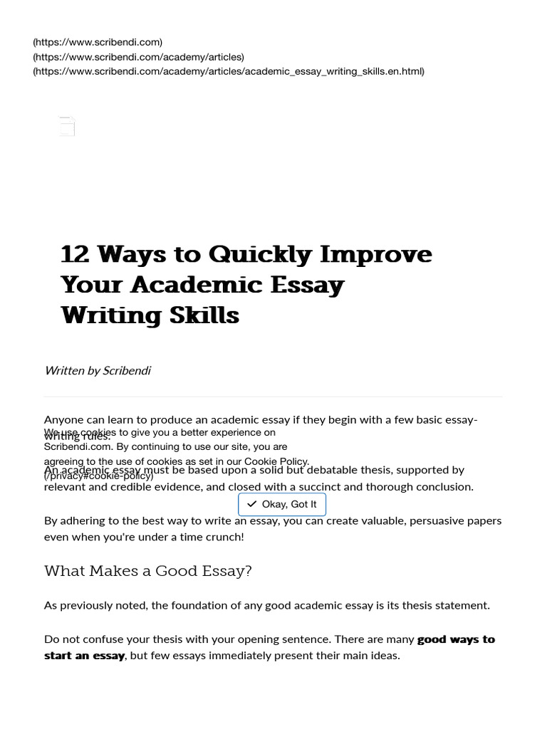 12 Ways To Quickly Improve Your Academic Essay Writing Skills