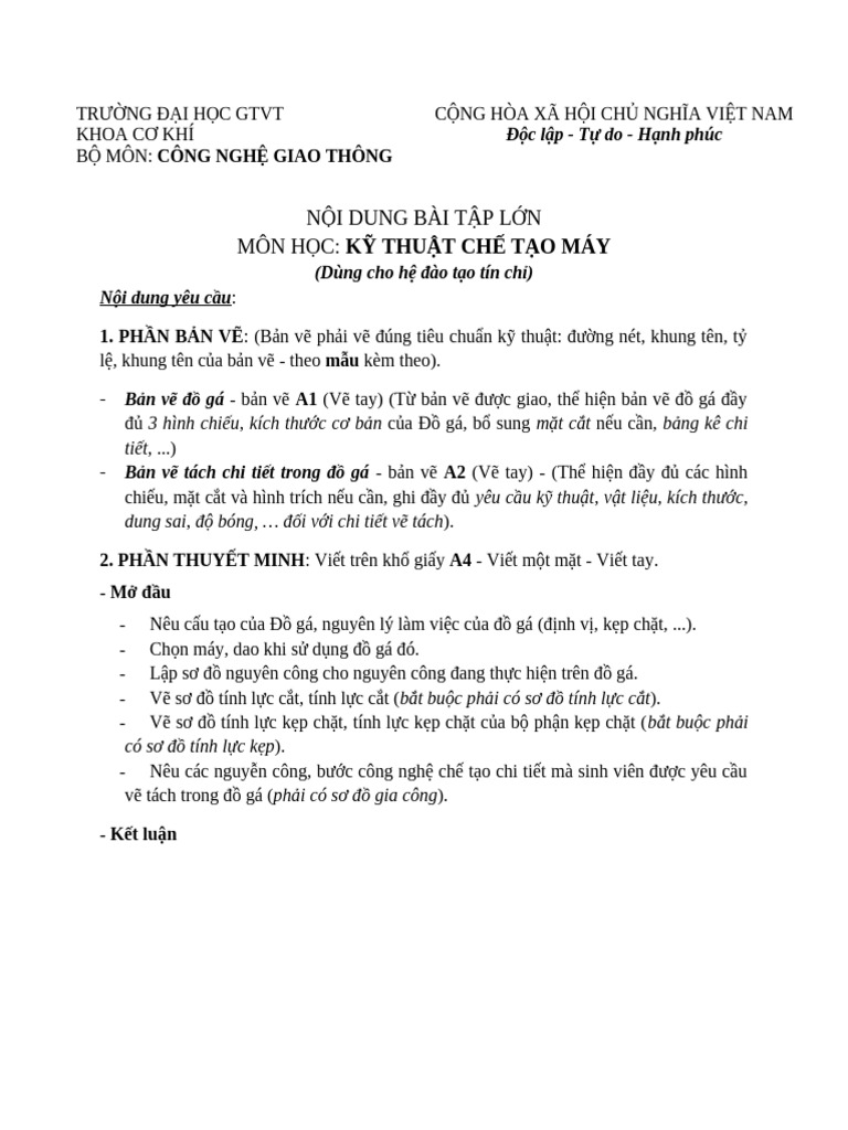 Yêu cầu BTL KTCTM | PDF