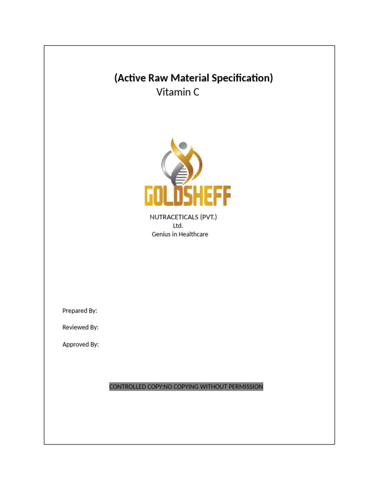 Active Raw Material Specification | PDF