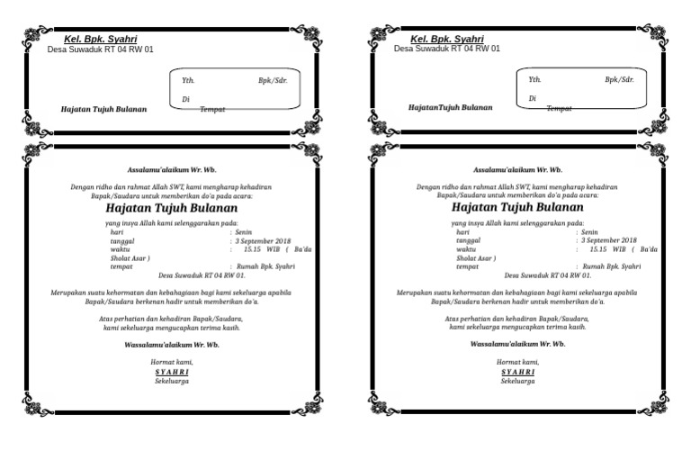 Undangan Mitoni | PDF