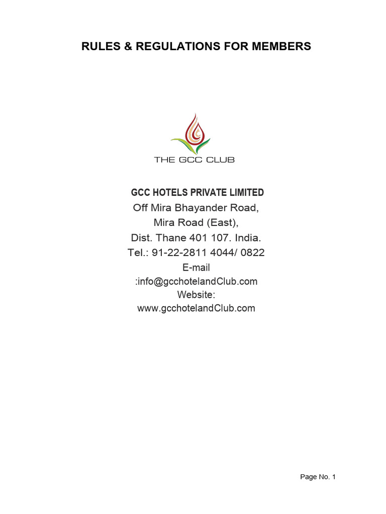 GCC Membership Rules and Regulations | PDF