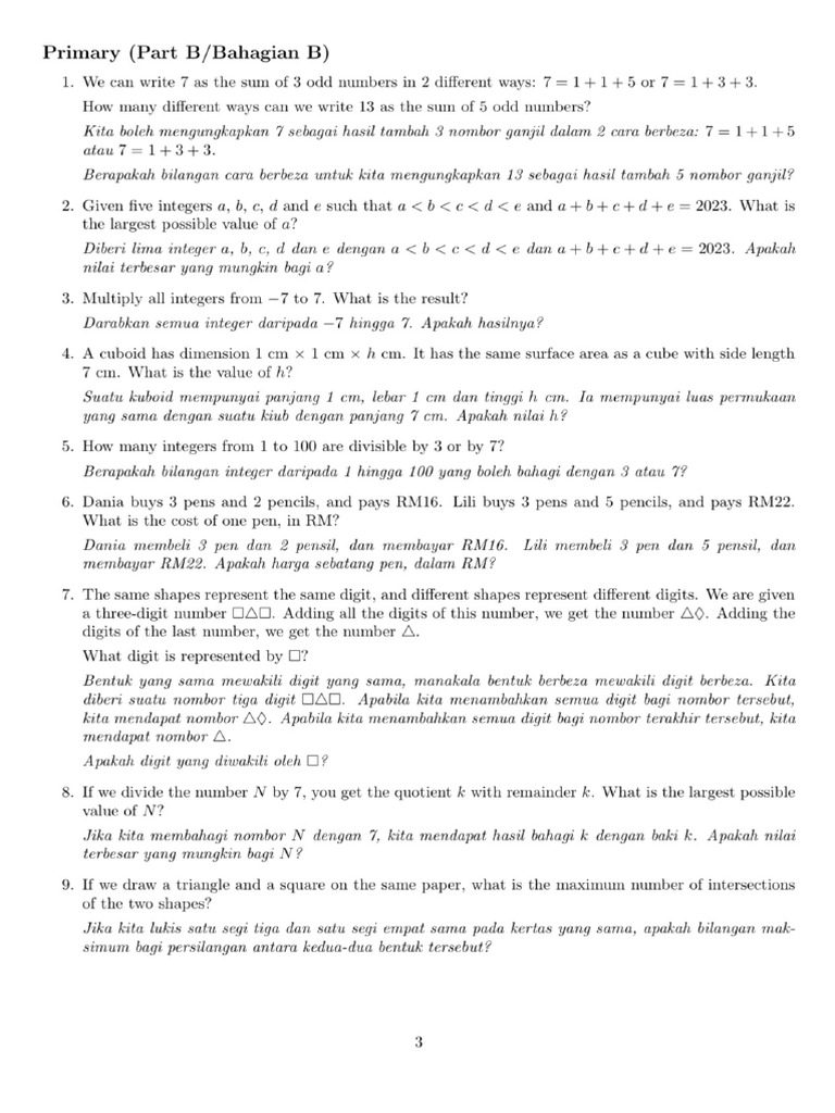 Imonst 2023 Primary B | PDF