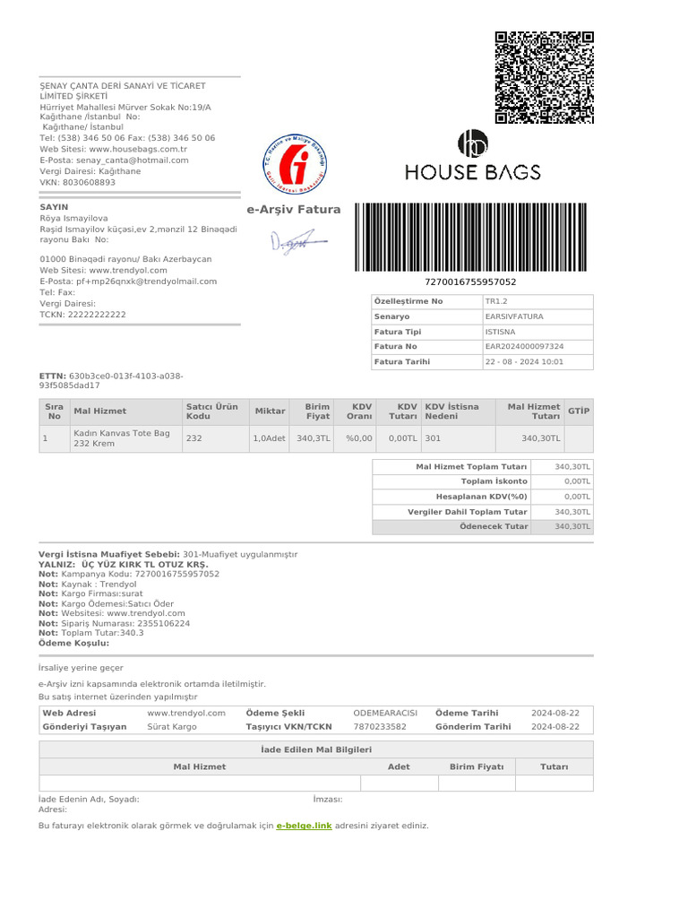 E-Arşiv Fatura: Özelleştirme No Senaryo Fatura Tipi Fatura No Fatura Tarihi | PDF