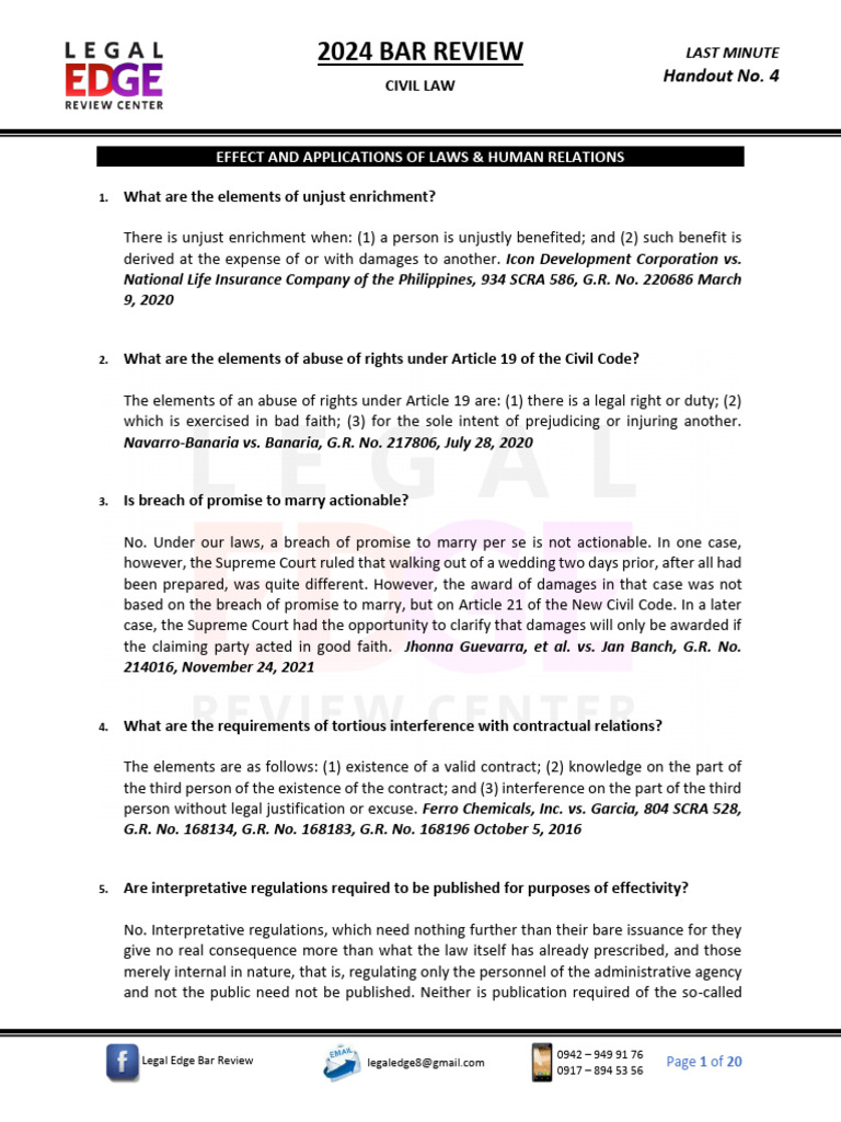 Last Minute HO 4 Civil Law | PDF