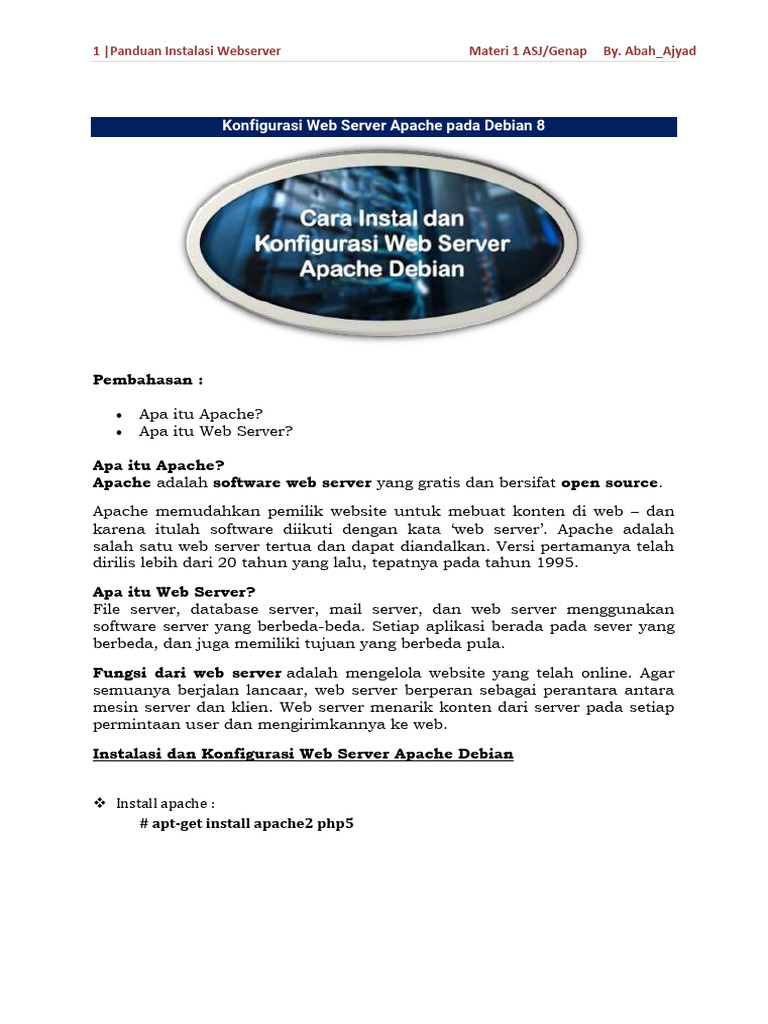 Konfigurasi Web Server Apache Pada Debian 8 | PDF