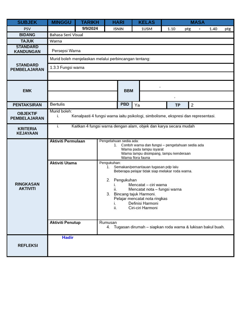 RPH PSV 1 Usm 9.9.2024 | PDF