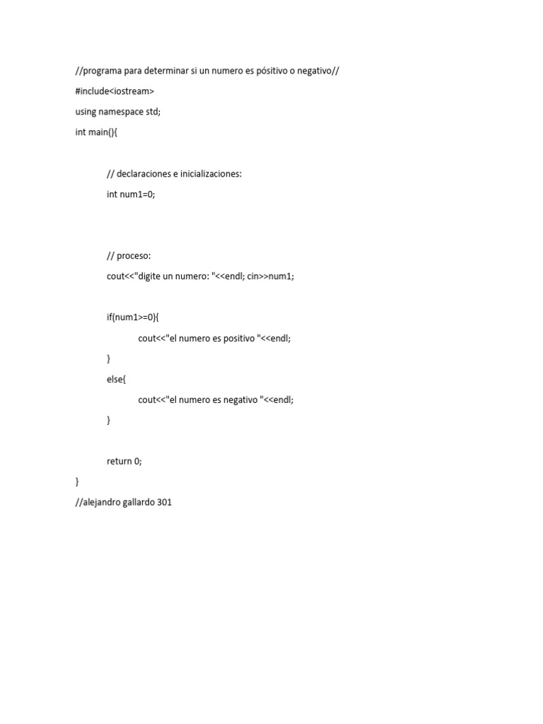 Programa para Determinar Si Un Numero Es Pósitivo o Negativo | PDF