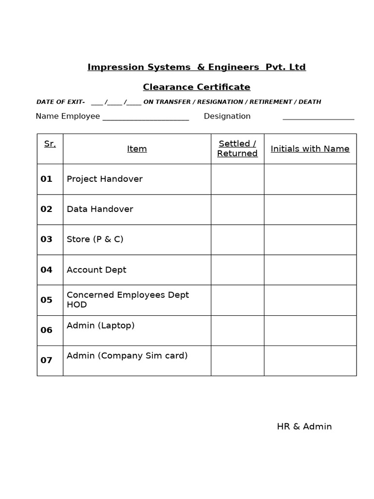Clearance Form | PDF