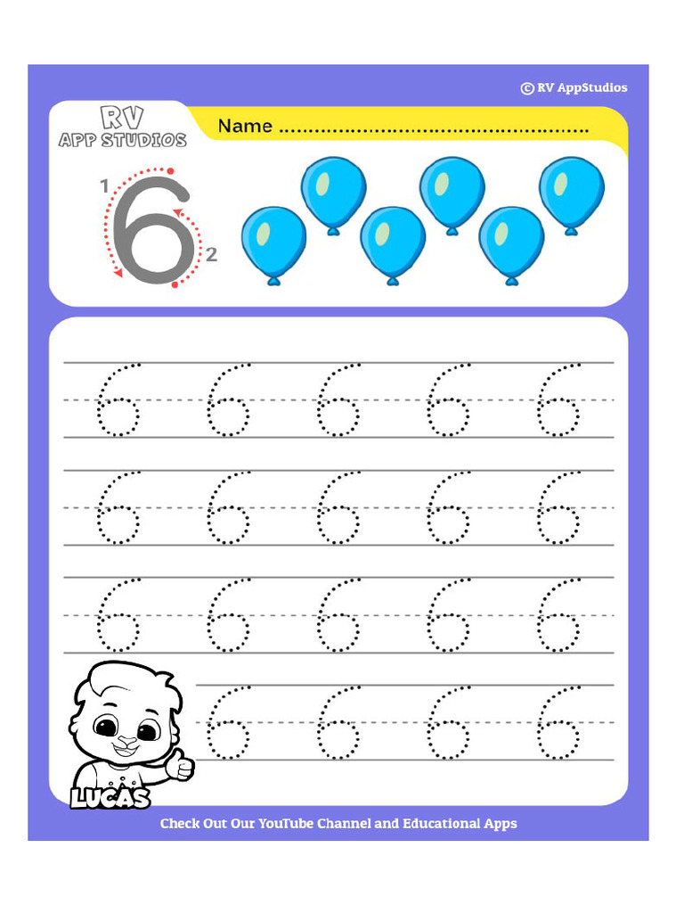 378 Free Printable Worksheets For Kids Number 6 Tracing Worksheets | PDF