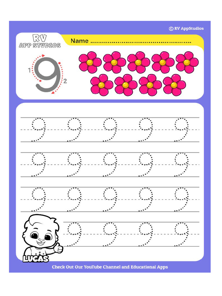 381 Free Printable Worksheets For Kids Number 9 Tracing Worksheets | PDF