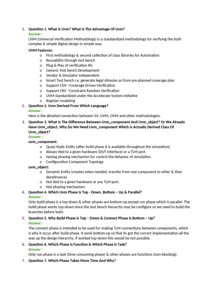UVM Interview Questions | PDF