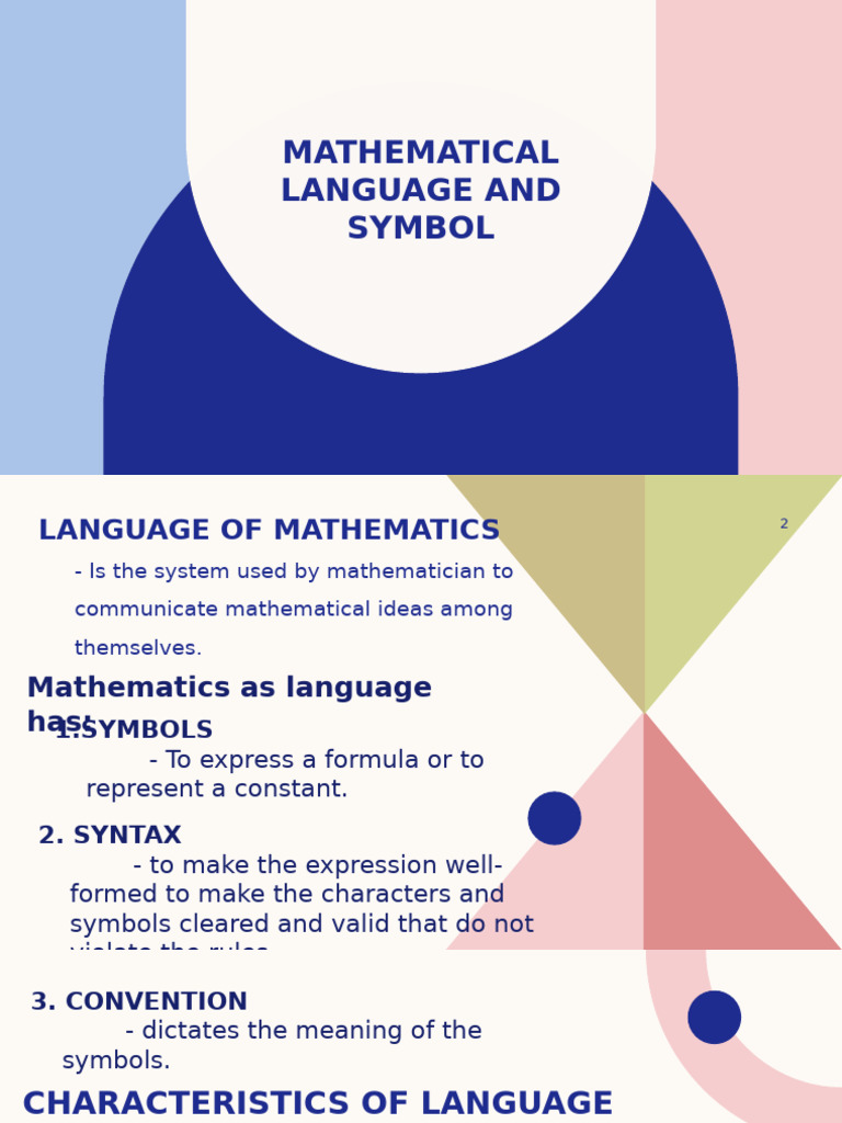 Mathematical Language and Symbol | PDF